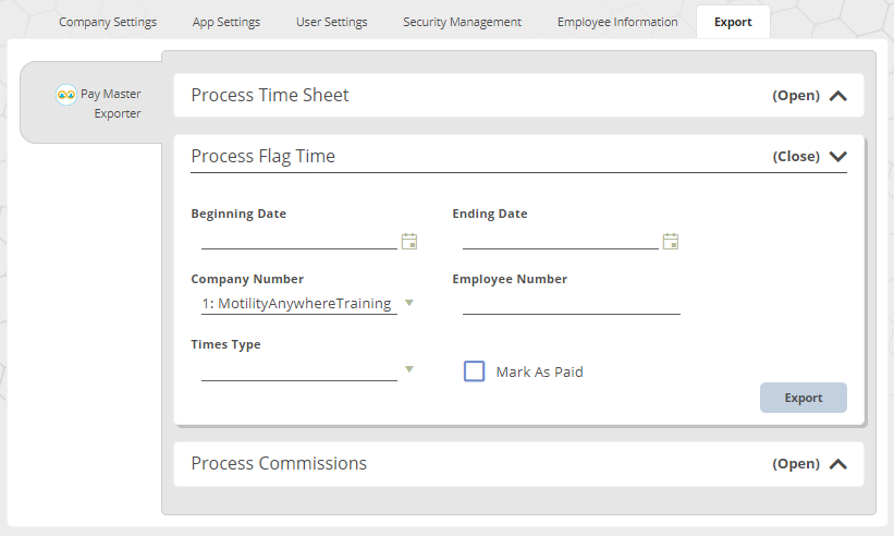 Export - Process Flag Time – Motility Software Solutions
