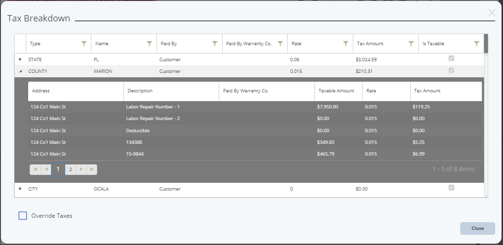 Override Taxes on an Invoice – Motility Software Solutions