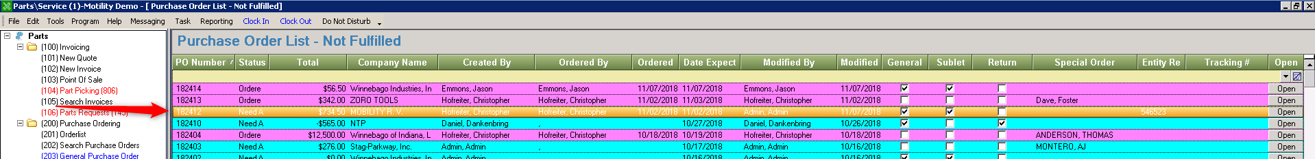 General Purchase Orders – Motility Software Solutions
