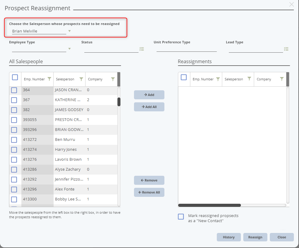 Prospect Reassignment – Motility Software Solutions