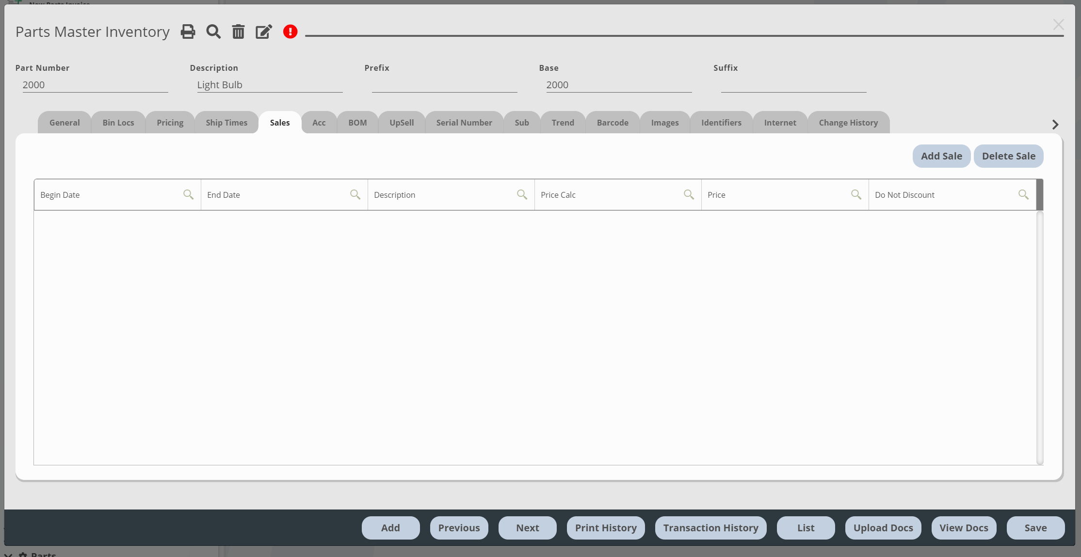 Master Inventory Part Profile – Motility Software Solutions
