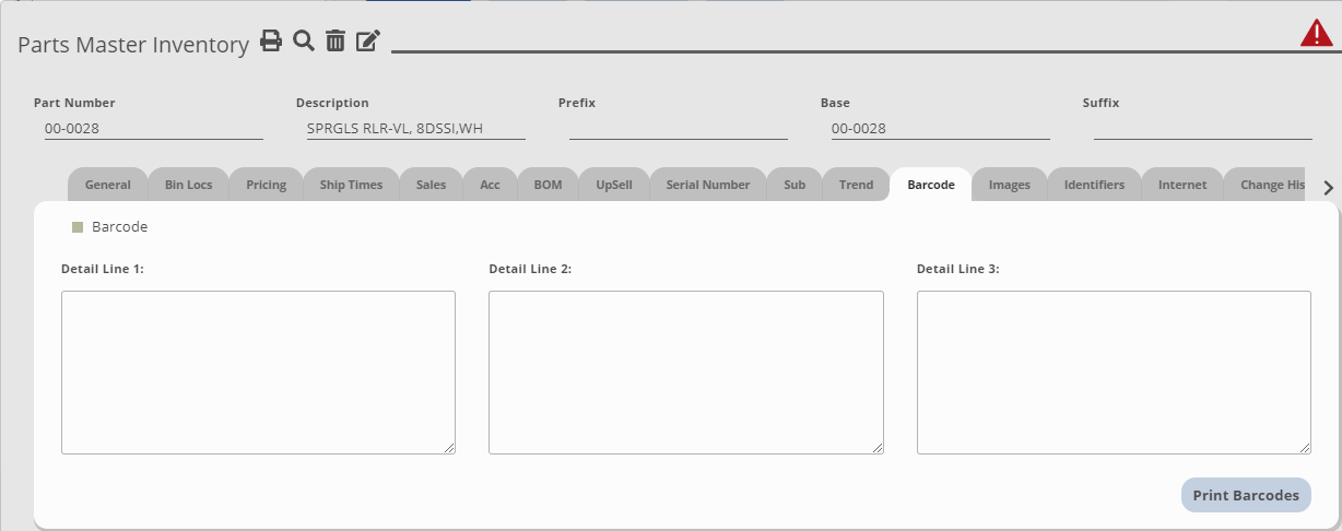 Master Inventory Part Profile – Motility Software Solutions