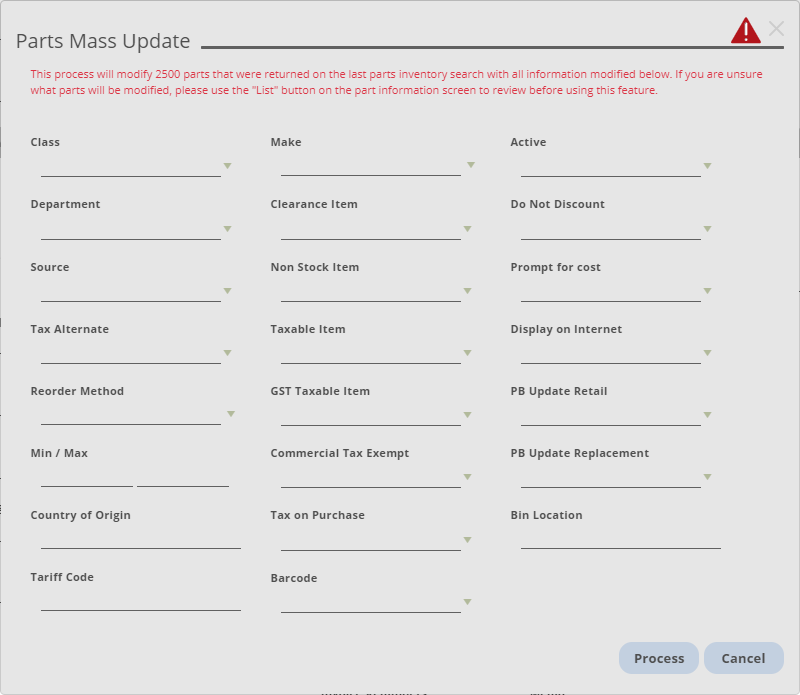 Master Inventory Part Profile – Motility Software Solutions
