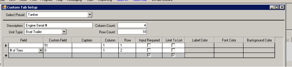Add/Modify Unit Custom Screen – Motility Software Solutions