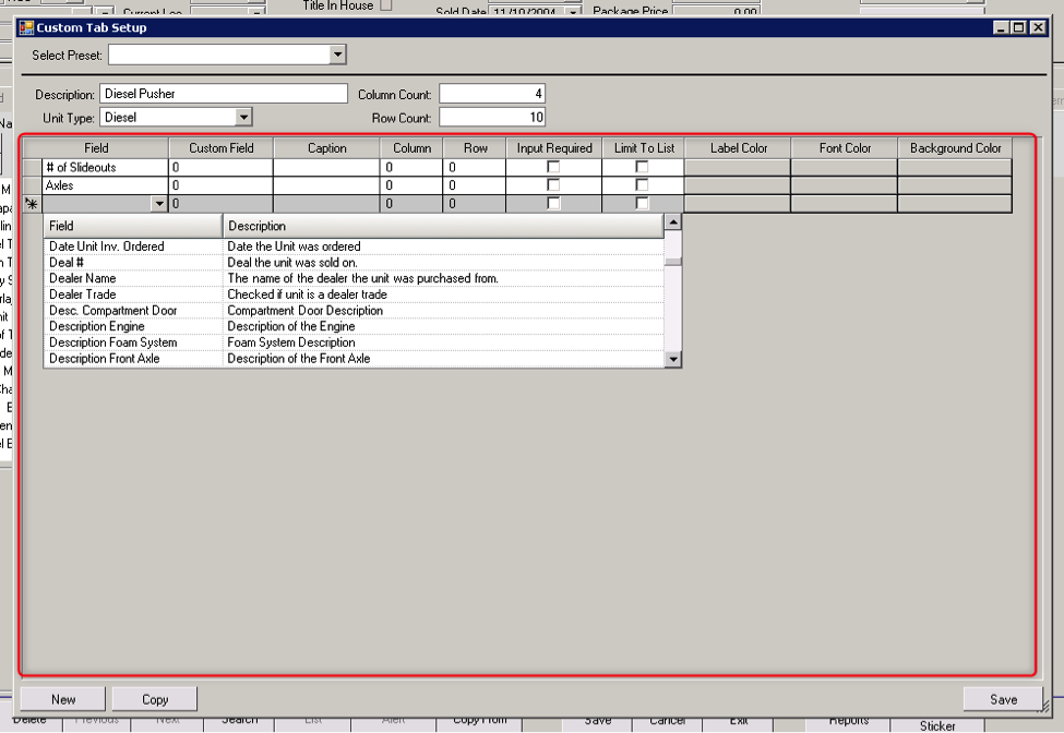 Add/Modify Unit Custom Screen – Motility Software Solutions