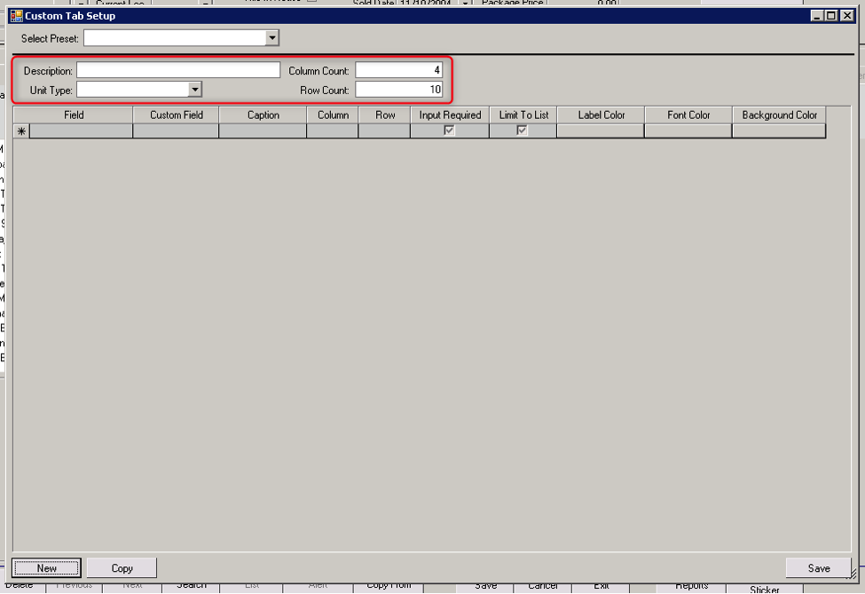Add/Modify Unit Custom Screen – Motility Software Solutions