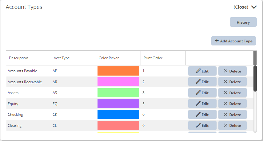Accounting - GL Account Types – Motility Software Solutions