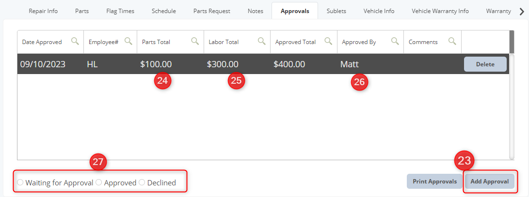 Repair Order / RO / Service Invoice – Motility Software Solutions